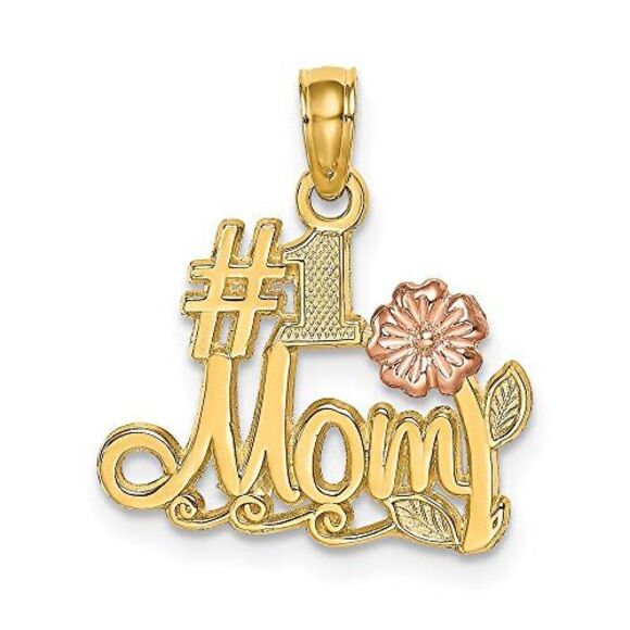Kazi Luxury | Jewelry | 4k Yellow Gold Twotone 1 Mom Script W Flower ...